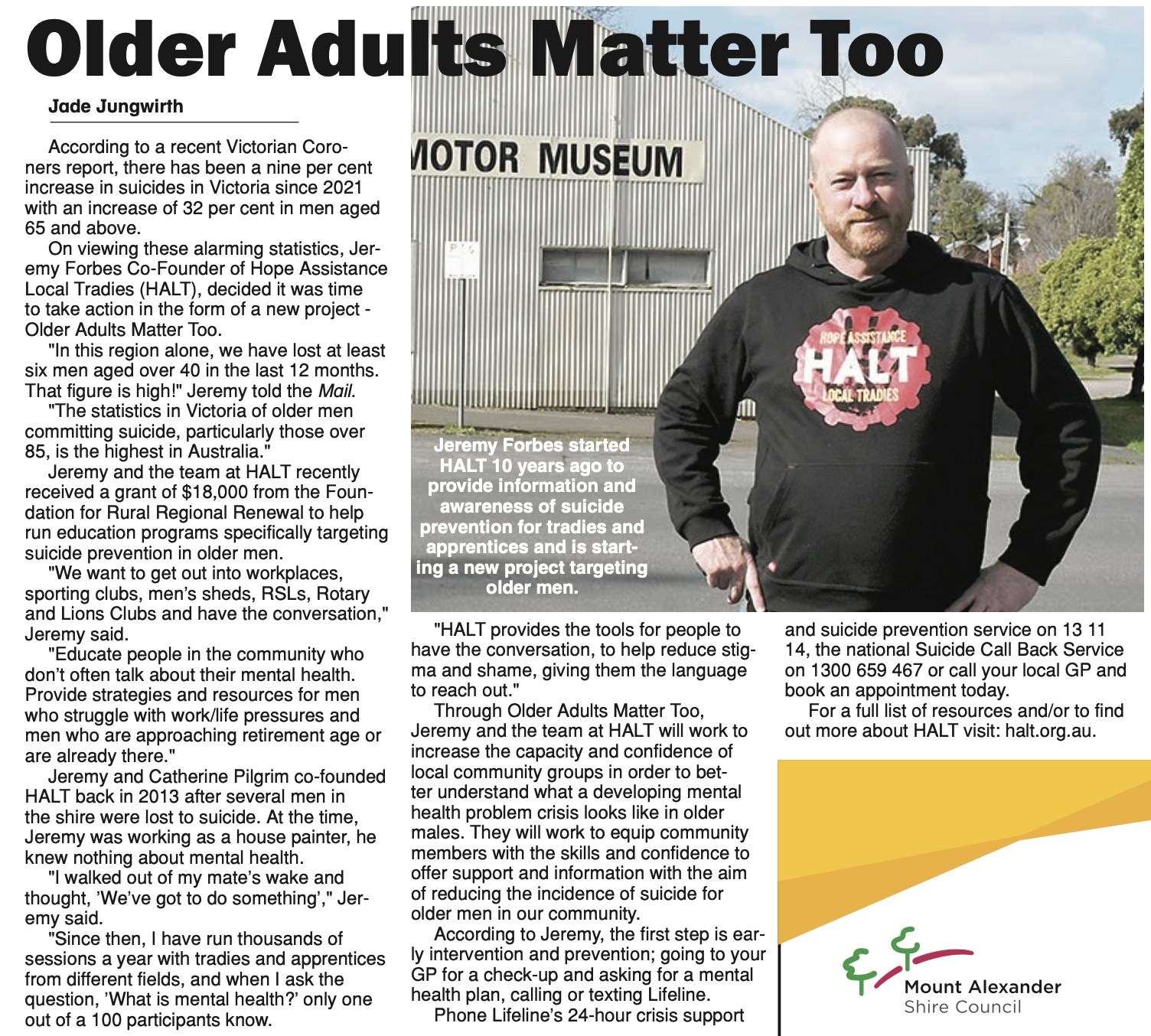 New HALT initiative featured in Castlemaine Mail – HALT Australia